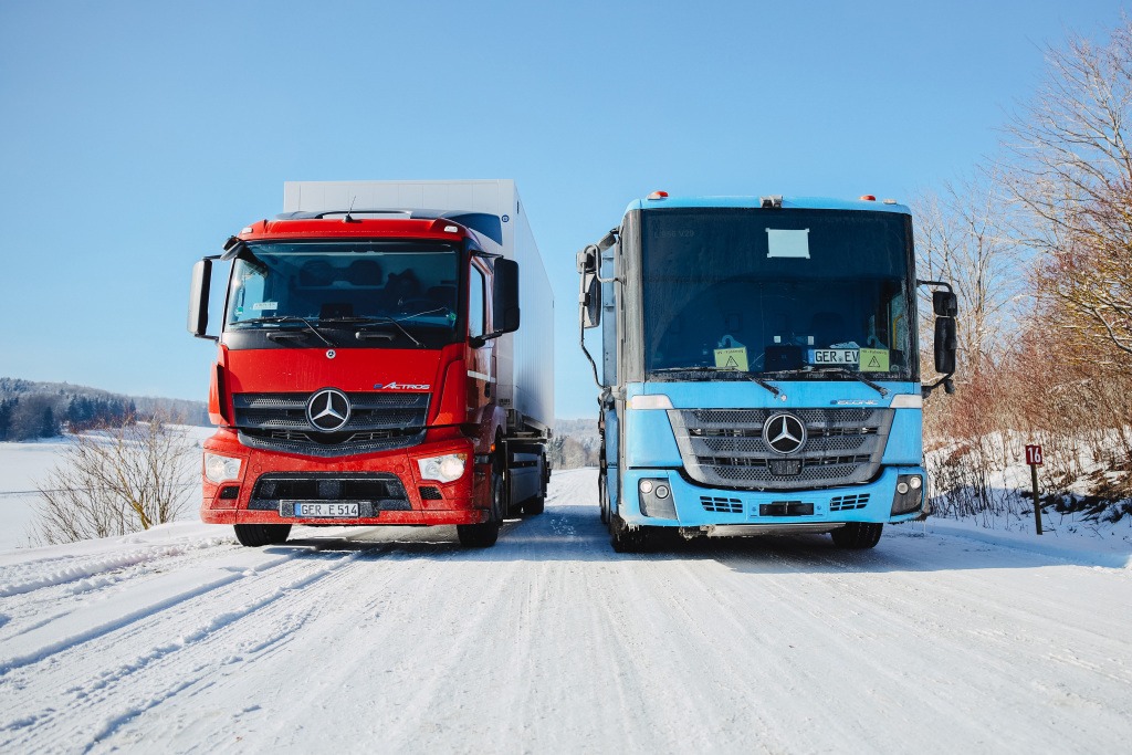 eActros und eEconic im Wintertest - Krafthand-Truck