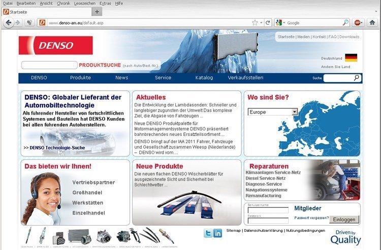 Relaunch: Website von Denso Europe für den europäischen Aftermarket ...